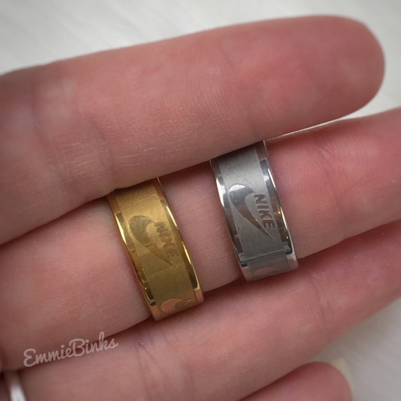 Nike | Jewelry | New 8mm Nike Swoosh Logo Golden Stainless Steel Band ...